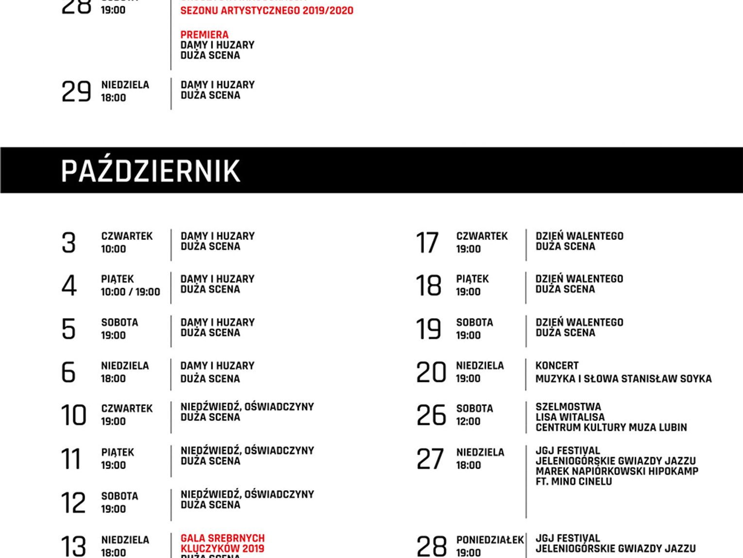 Teatr im. Cypriana Kamila Norwida - październik - repertuar